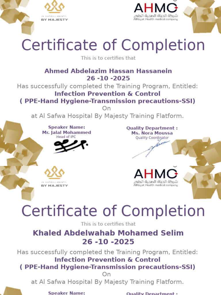 Certificate-Infection Prevention Control | PDF