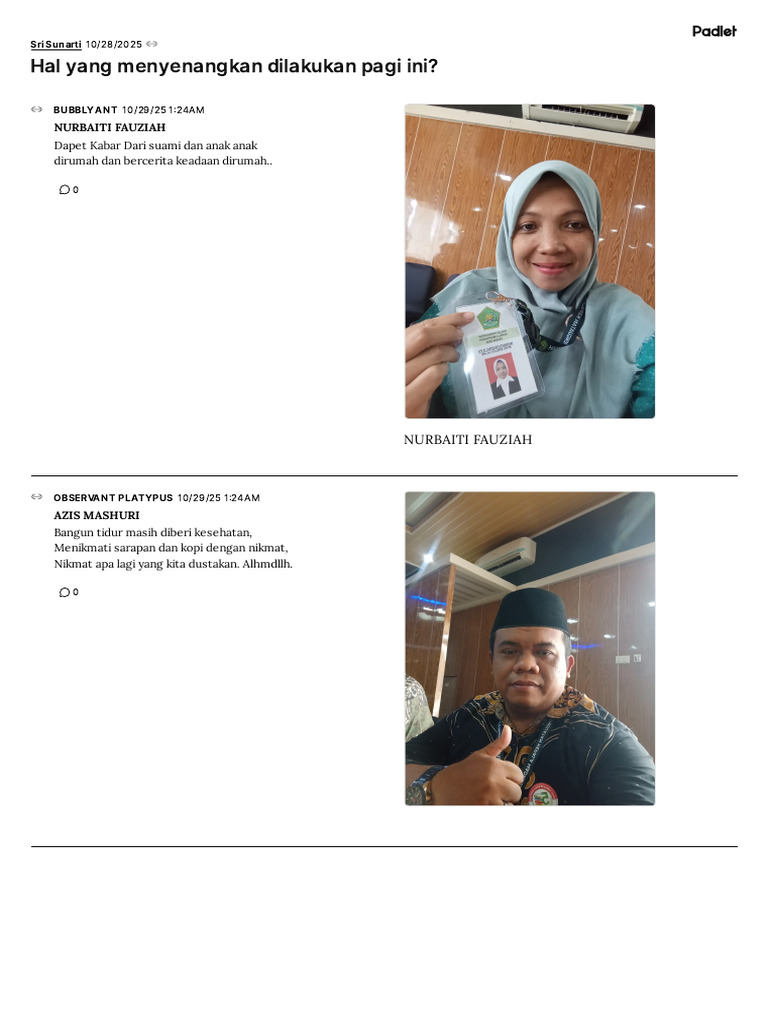 Padlet - Hal Yang Menyenangkan Dilakukan Pagi Ini | PDF