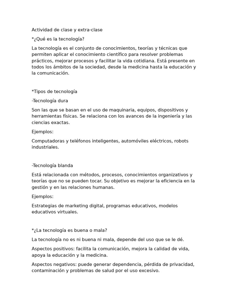 Tipos y Uso de la Tecnología en la Vida | PDF