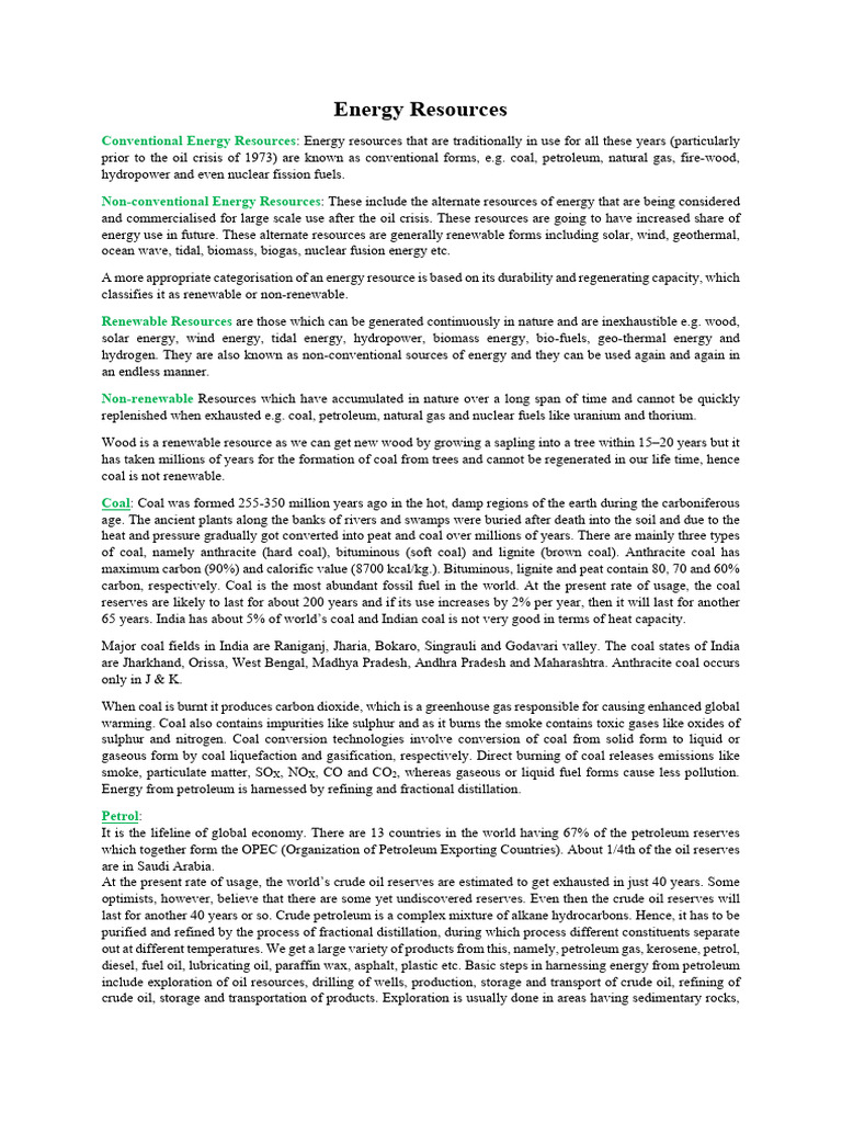 Energy Resources Unit-II | PDF | Petroleum | Nuclear Fission