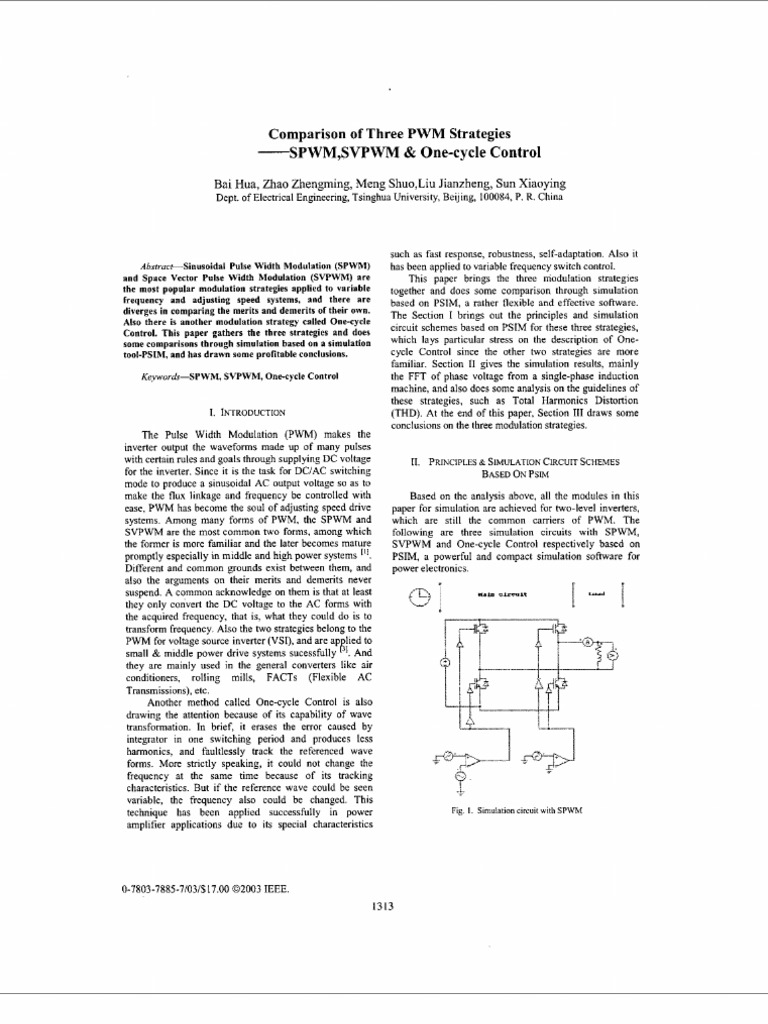 X Comparison Of 3 Pwm Strategies Spwm Svpwm One Cycle Ctrl Pdf