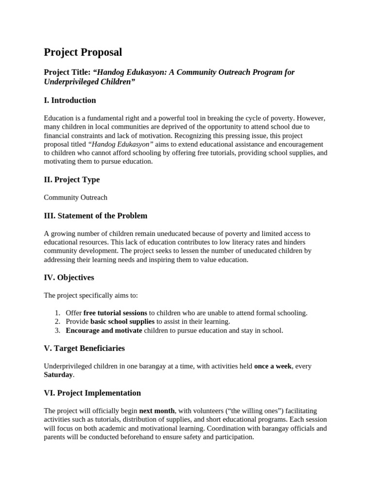 Project Proposal | PDF | Literacy | Poverty