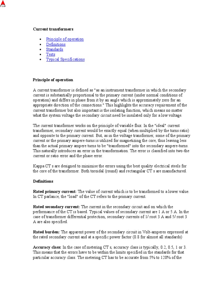 Current Transformers | PDF | Transformer | Electric Current