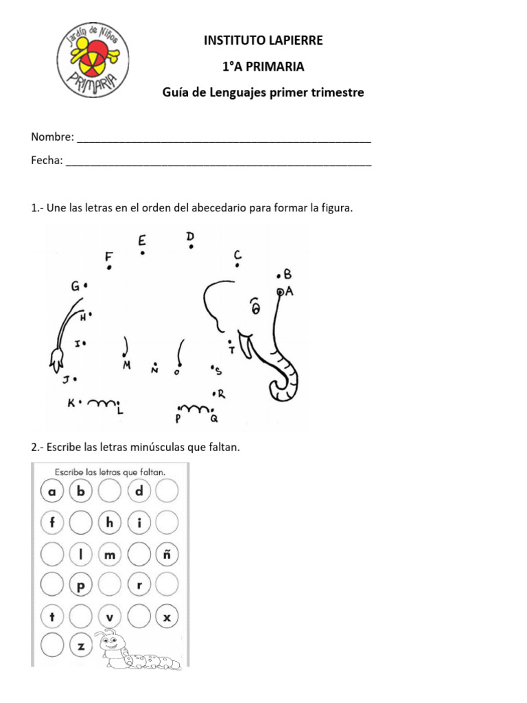 Guía de Lenguajes 1° Primaria - Trimestre 1 | PDF