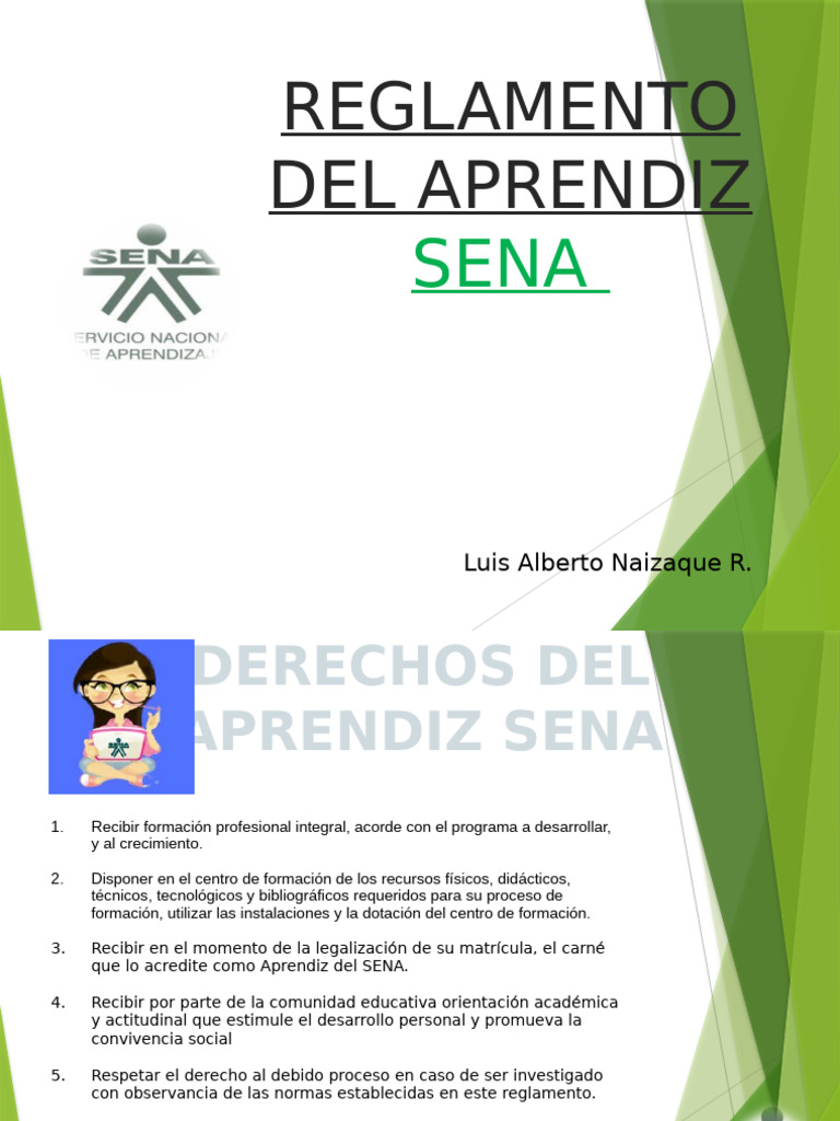 Reglamento Sena Diapositivas | PDF | Aprendizaje