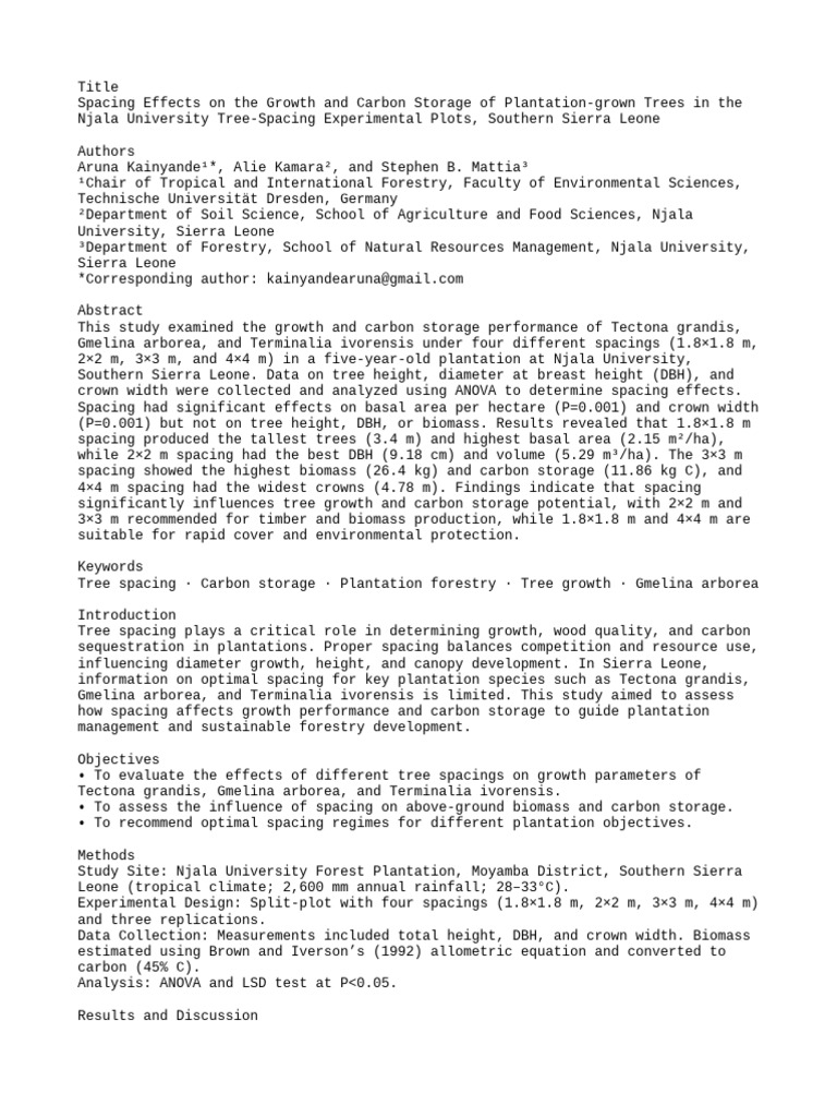 Spacing Effects Poster Content | PDF | Carbon Sequestration | Agriculture