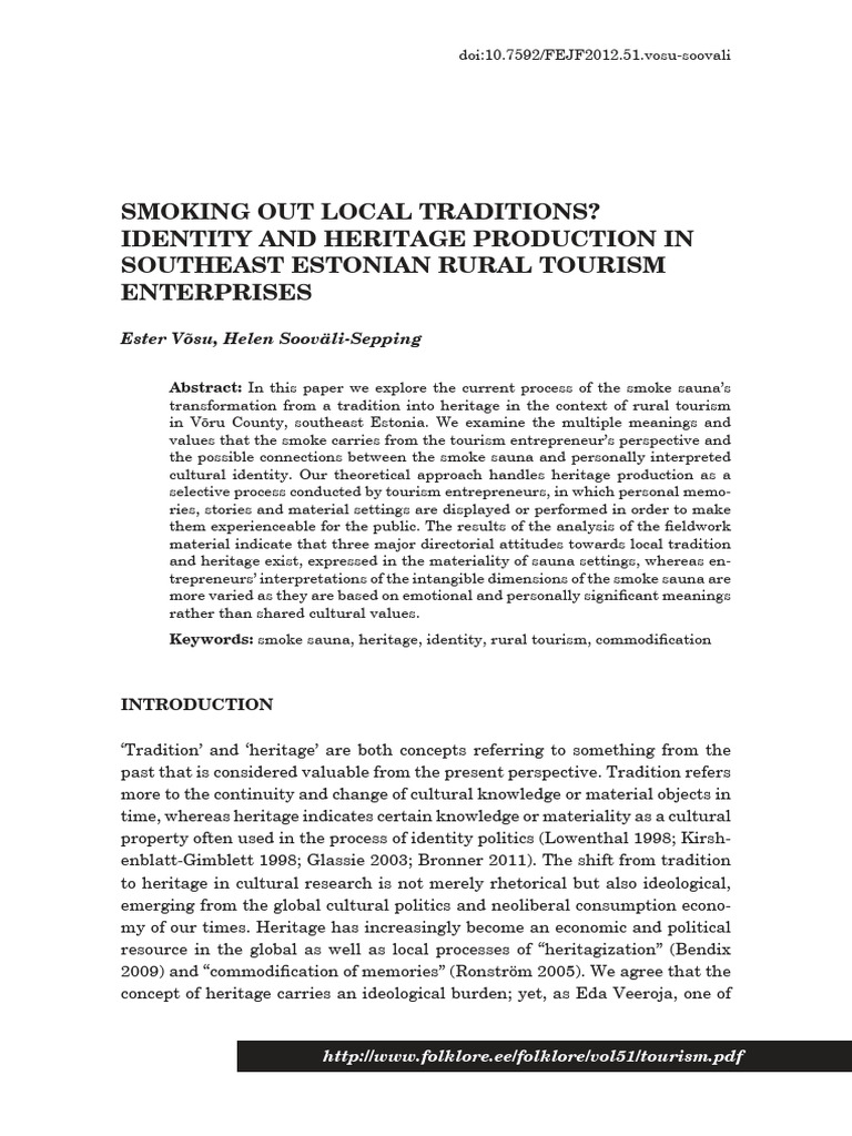 Smoking Out Local Traditions Identity and Heritage 3gbbd01qnw | PDF