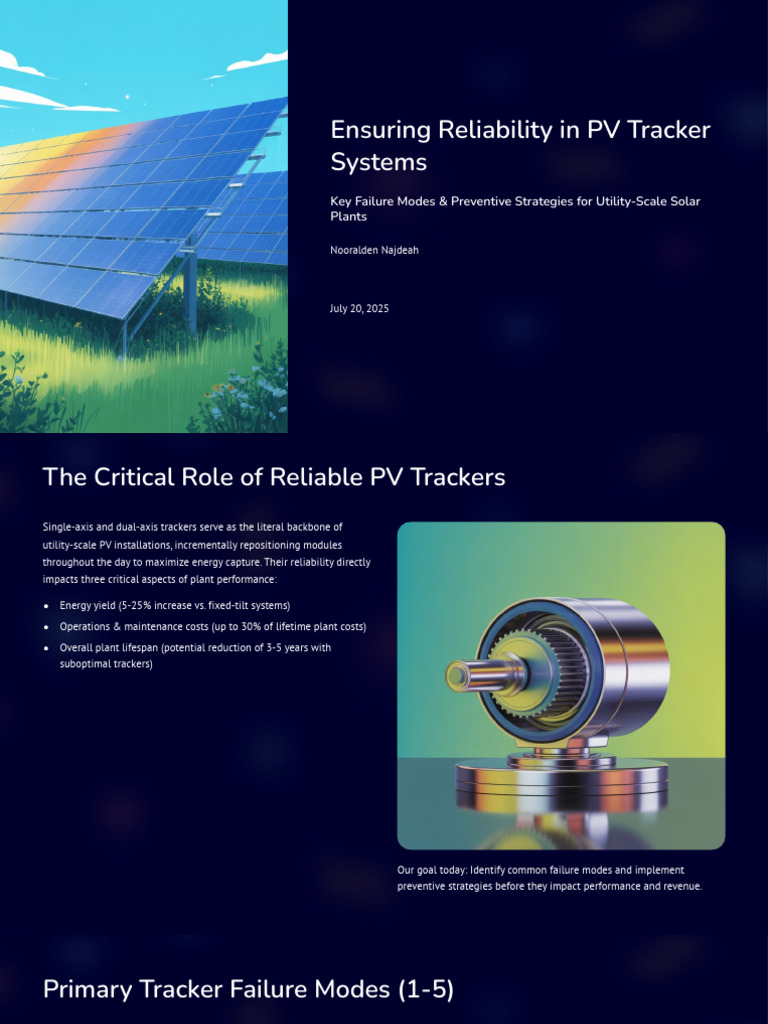 PV Tracker Reliability: Failure Modes & Solutions | PDF | Reliability ...