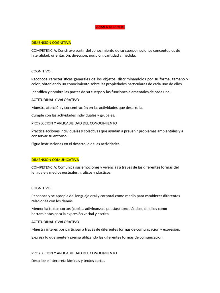 Competencias y Criterios de Evaluacion | PDF | Conocimiento | Bailes