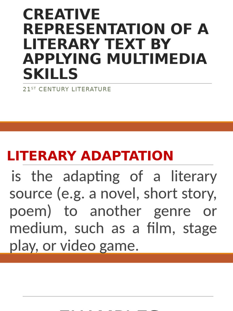 Lesson 4 Creative Representation of A Literary Text by Applying | PDF