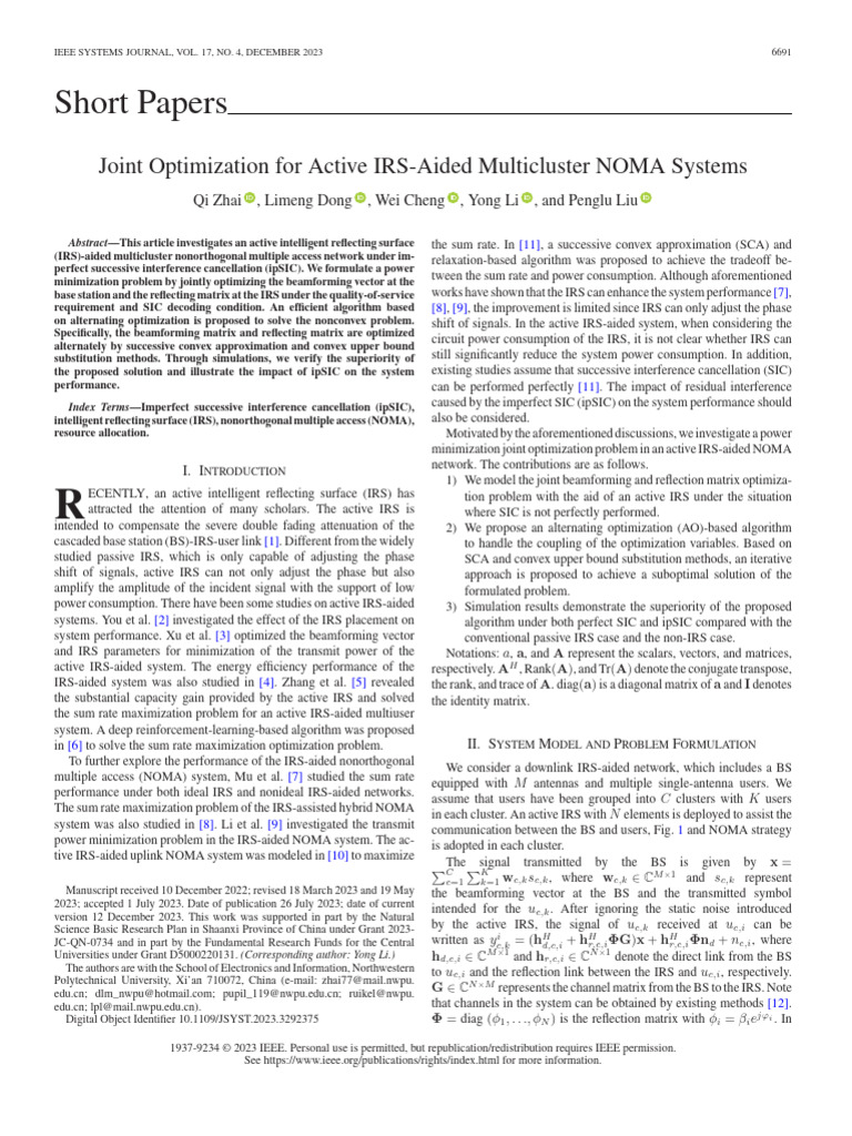 Active IRS Optimization in NOMA Systems | PDF | Mathematical ...