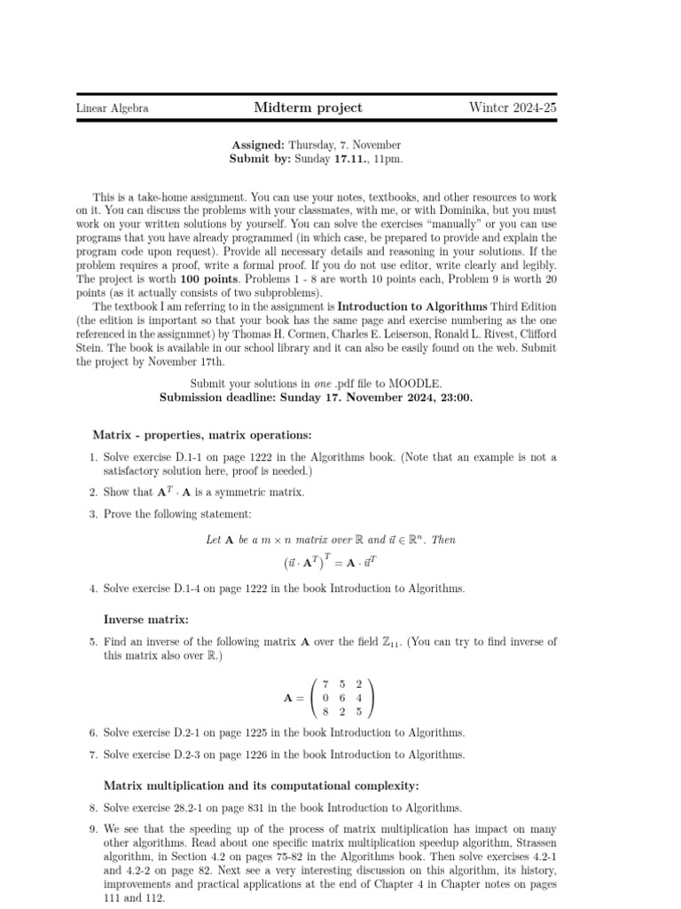 Projekt ENG | PDF | Matrix (Mathematics) | Matrix Theory