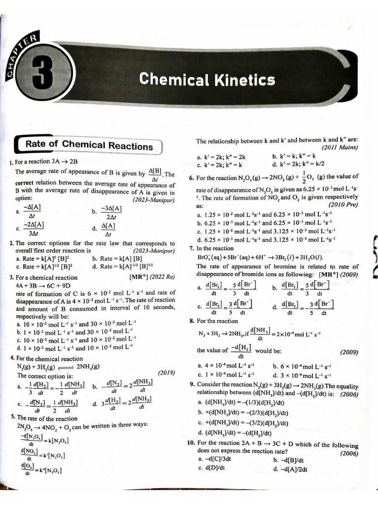 Chemical Kinetics PYQ | PDF