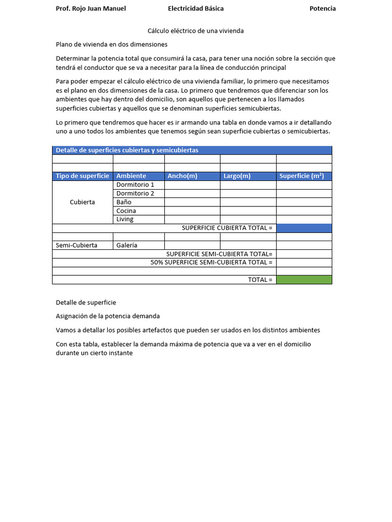 Calculo El-Ctrico de Una Vivienda 2023 | PDF | Poder (Física) | Energia ...
