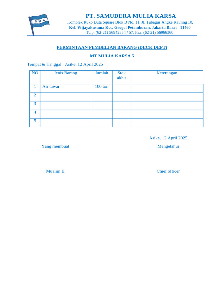Form Permintaan Pembelian Barang | PDF