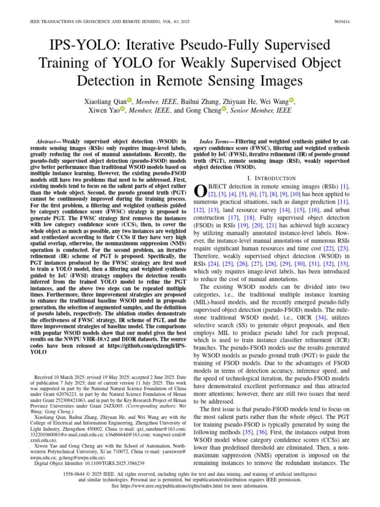 IPS-YOLO Iterative Pseudo-Fully Supervised Training of YOLO for Weakly Supervised Object ...