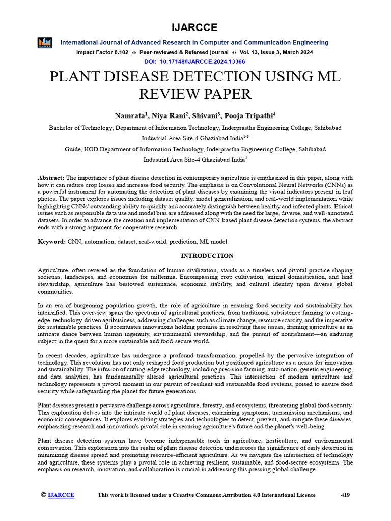Plant Disease Detection with CNNs | PDF | Deep Learning | Machine Learning