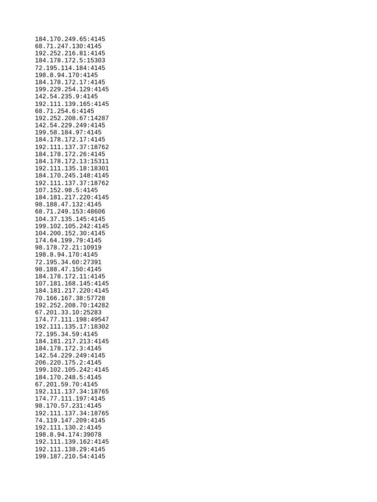 List of IP Addresses and Ports | PDF