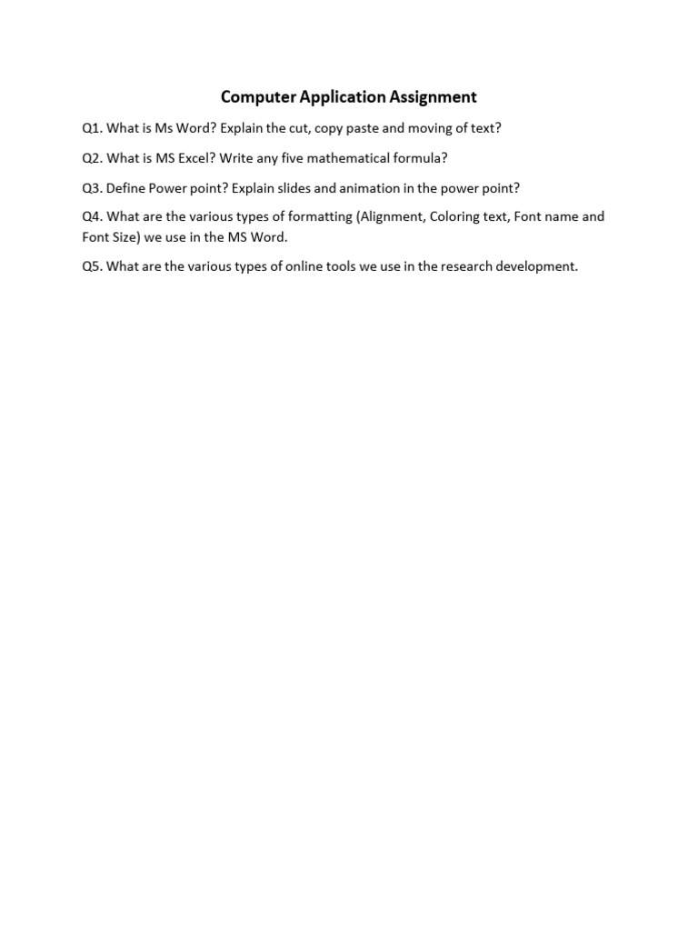 Assignement Question Computer Application-compressed | PDF