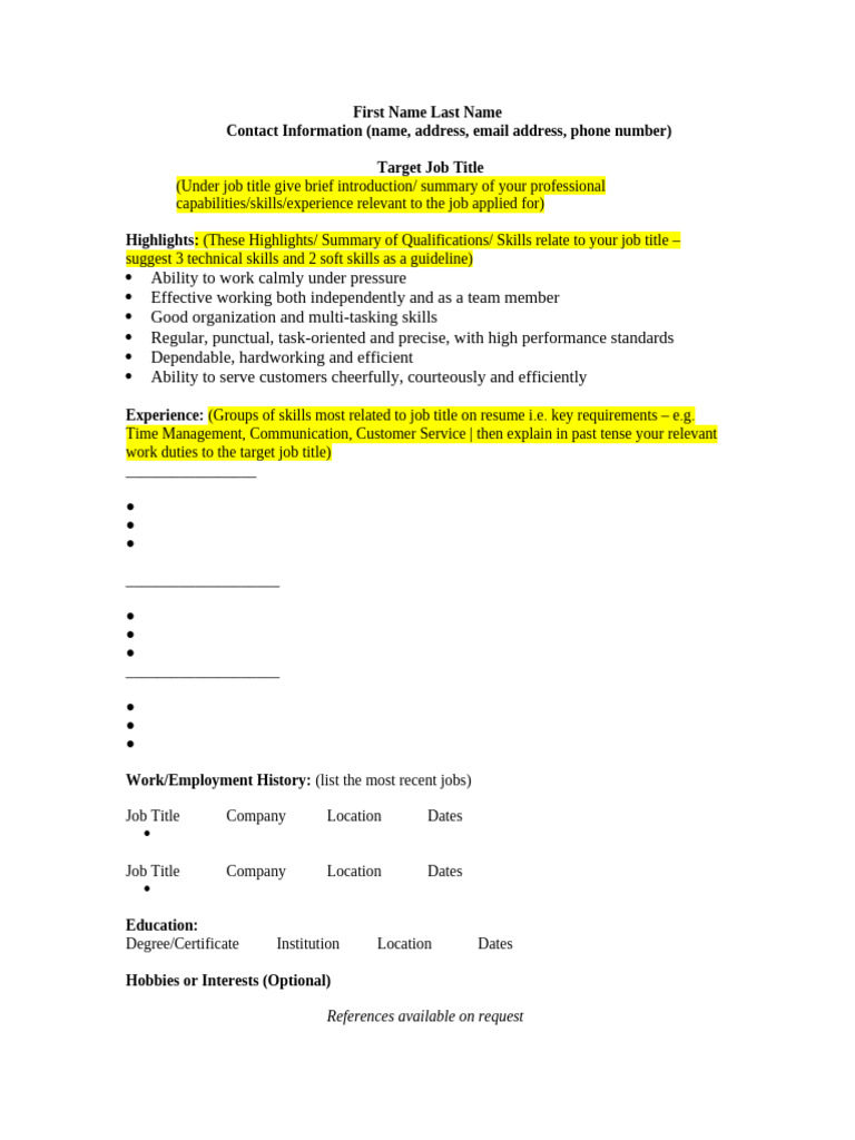 Transitional Resume( Template) | PDF