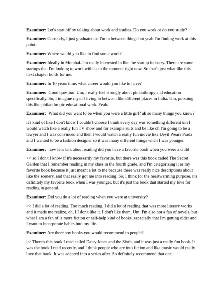 Speaking Ielts Mock Test | PDF