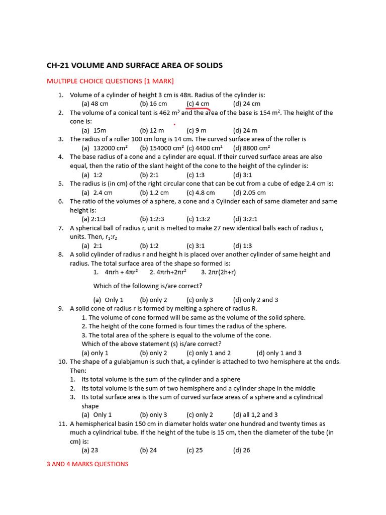 MATHS Practice Class 10 ICSE | PDF | Sphere
