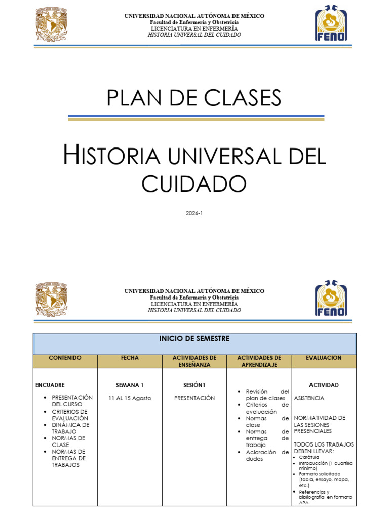Plan de Clases: Historia del Cuidado | PDF | Enfermería | Enseñando