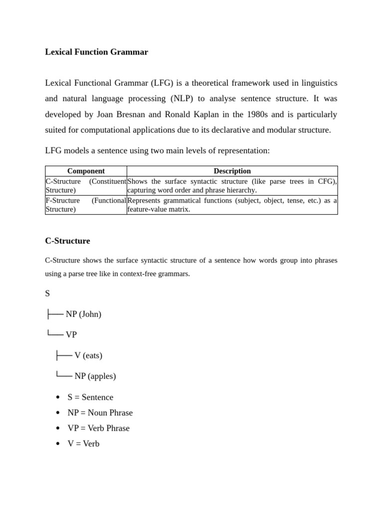 Lexical Function Grammar | PDF