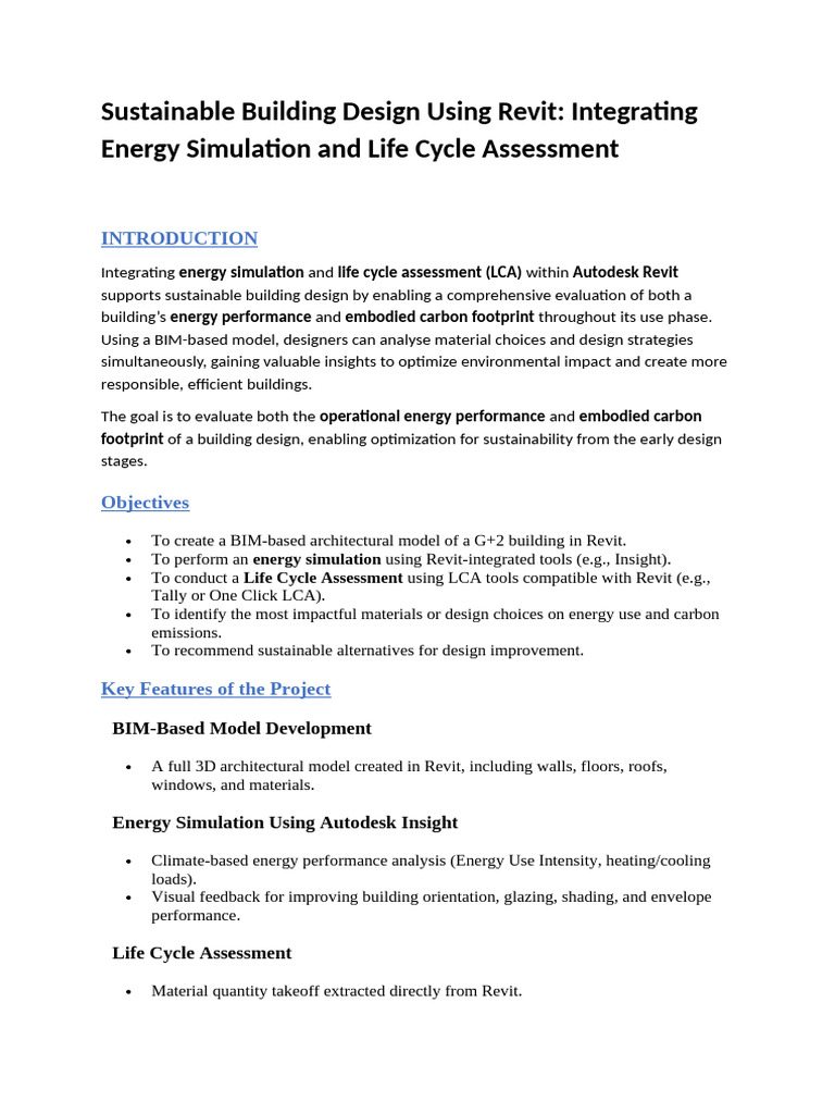 Sustainable Building Design Using Revit | PDF | Life Cycle Assessment ...