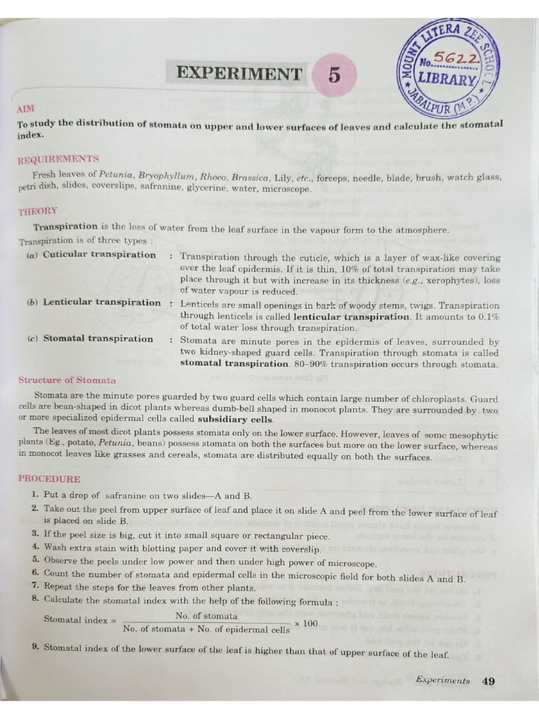 Biology Experiment 5 | PDF
