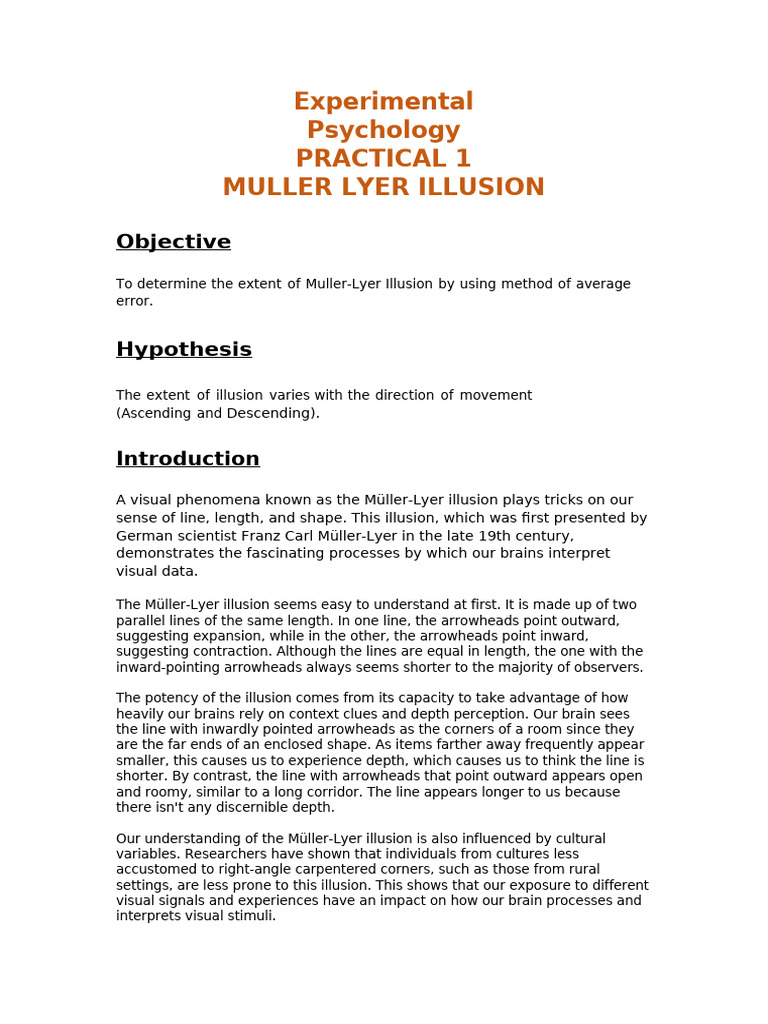 Understanding the Müller-Lyer Illusion | PDF | Perception | Illusion