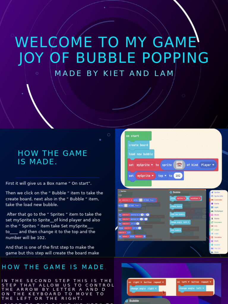 Welcome To My Game Joy of Bubble Popping: Made by Kiet and Lam | PDF