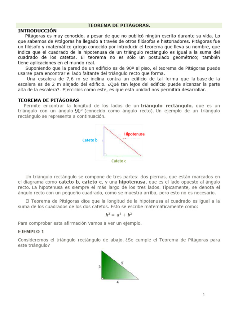 Teorema de Pitágoras tarea (1) | PDF | Triángulo | Euclides