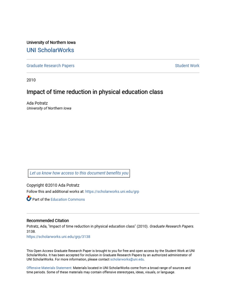 Impact of Time Reduction in Physical Education Class | PDF | Obesity ...