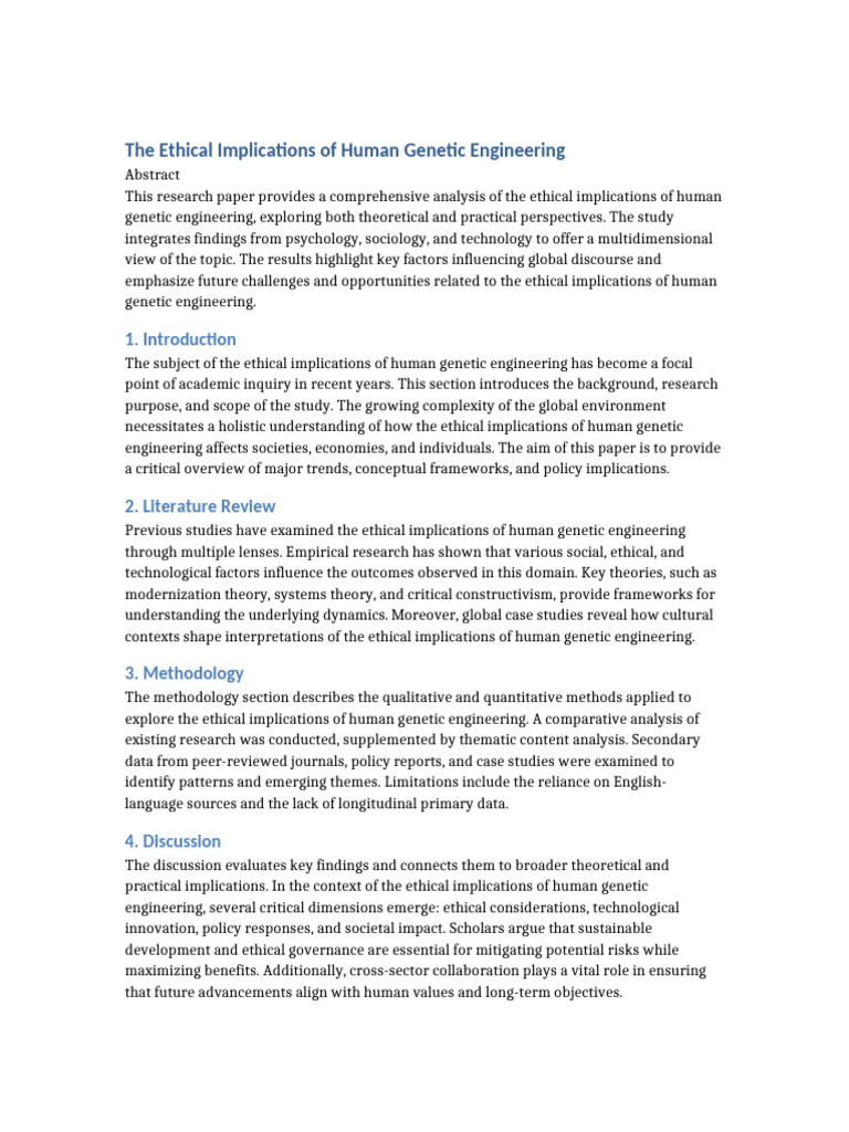 The Ethical Implications of Human Genetic Engineering | PDF ...