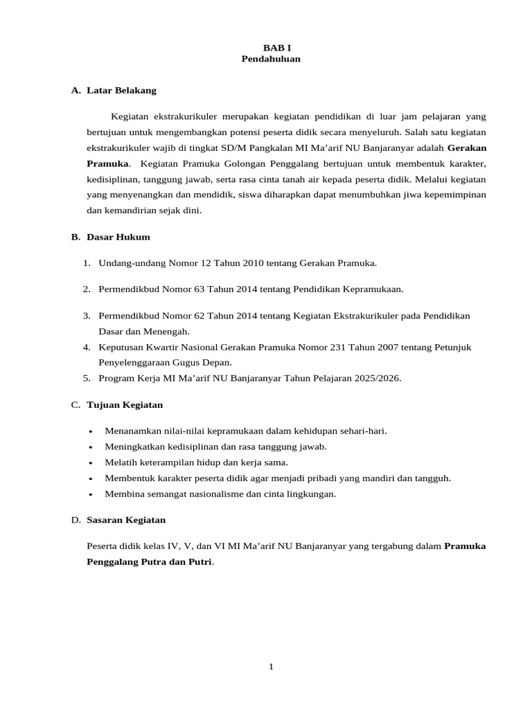 Program Kegiatan Ekstrakurikuler Pramuka Golongan Penggalang | PDF