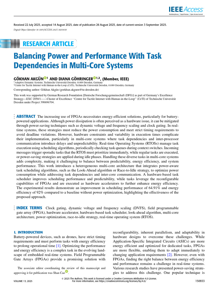 Balancing Power and Performance With Task Dependencies in Multi-Core Systems | PDF | Field ...
