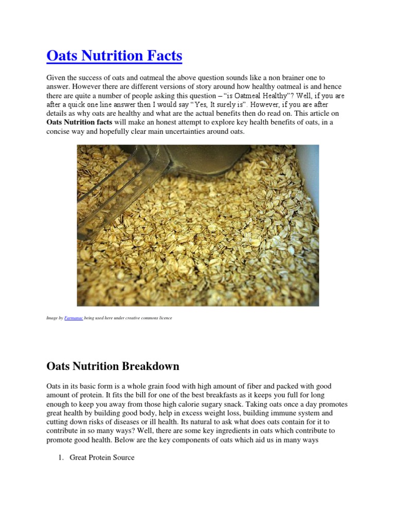 Oats & Ragi Nutrition Facts | PDF | Dietary Fiber | Diet & Nutrition