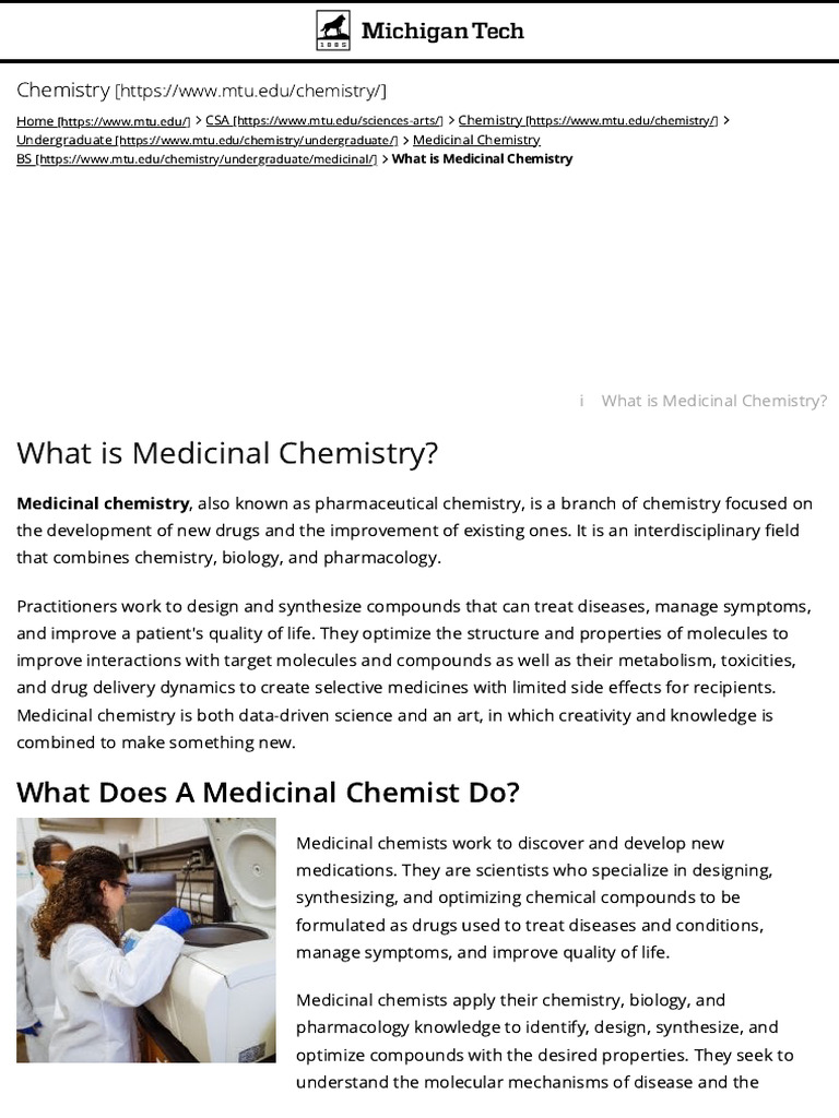 What is Medicinal Chemistry | PDF | Medicinal Chemistry | Pharmacology