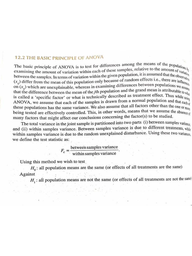 Principle of ANOVA | PDF