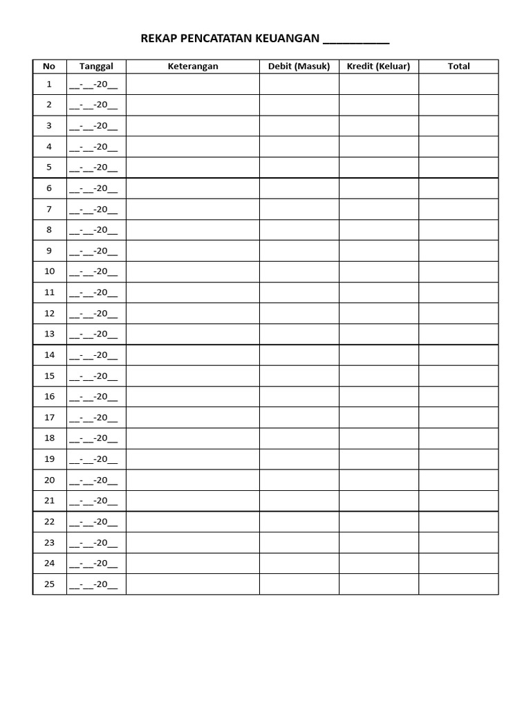 Template Pencatatan Keuangan Printable A4 - Rekap Brand | PDF