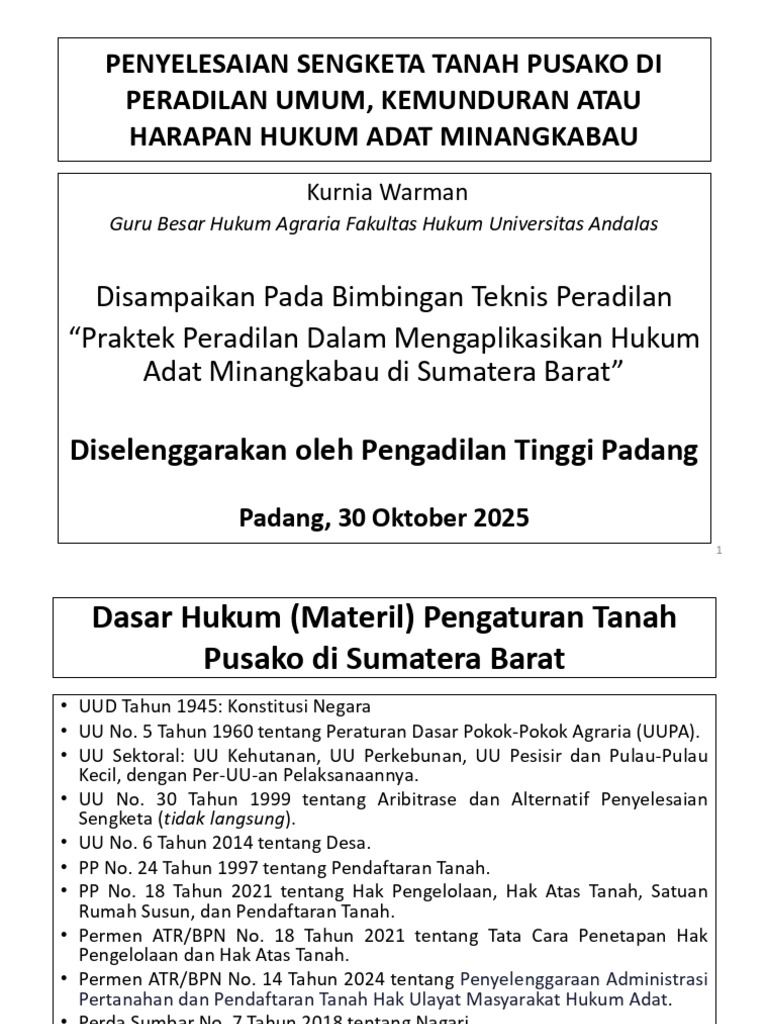 Sengketa Tanah Pusako Minangkabau | PDF