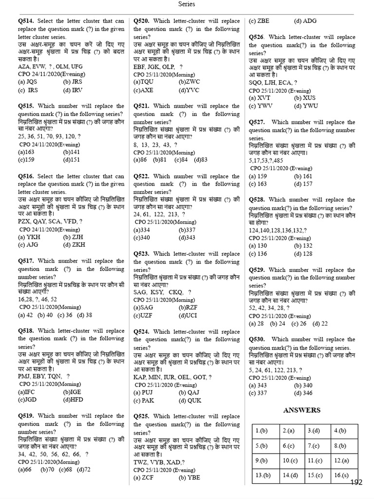 Pinnacle Reasoning Book Answer of Series | PDF