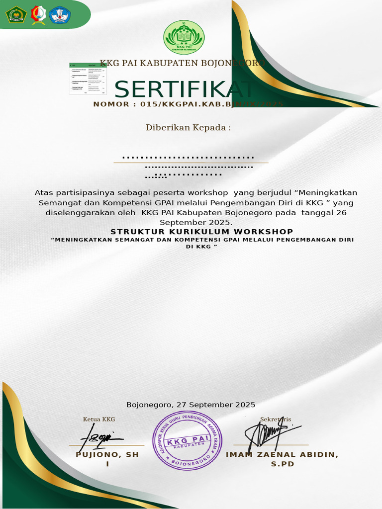 Sertifikat Kkg 27 Okt | PDF
