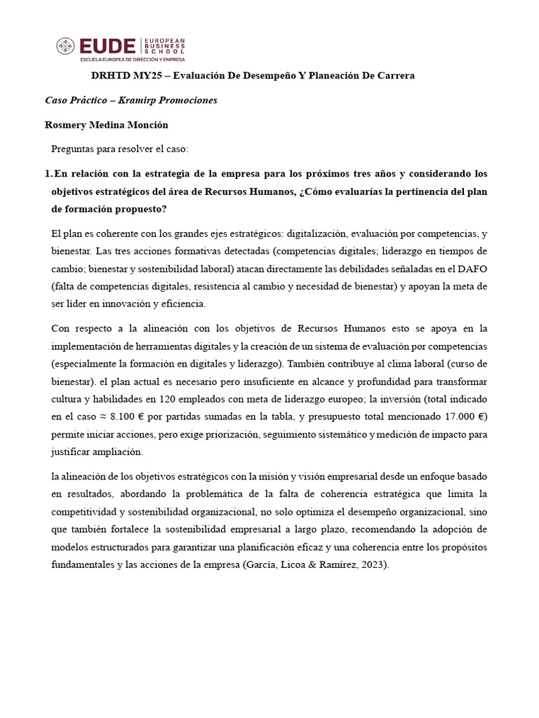 Caso Práctico – Kramirp Promociones (Rosmery Medina Monción) | PDF | Gestión de recursos humanos ...