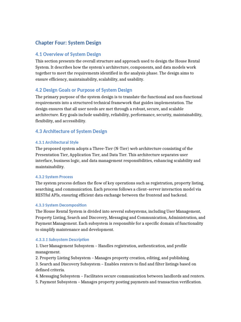 House Rental System Design Overview | PDF | Databases | System
