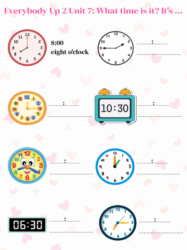 Everybody Up 2 Unit 7 What Time Is It It's ... | PDF
