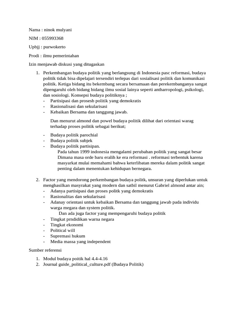 Diskusi 3 Ilmu Politik | PDF