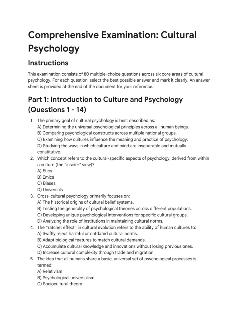 Cultural Psychology Midterm | PDF | Psychology | Perception