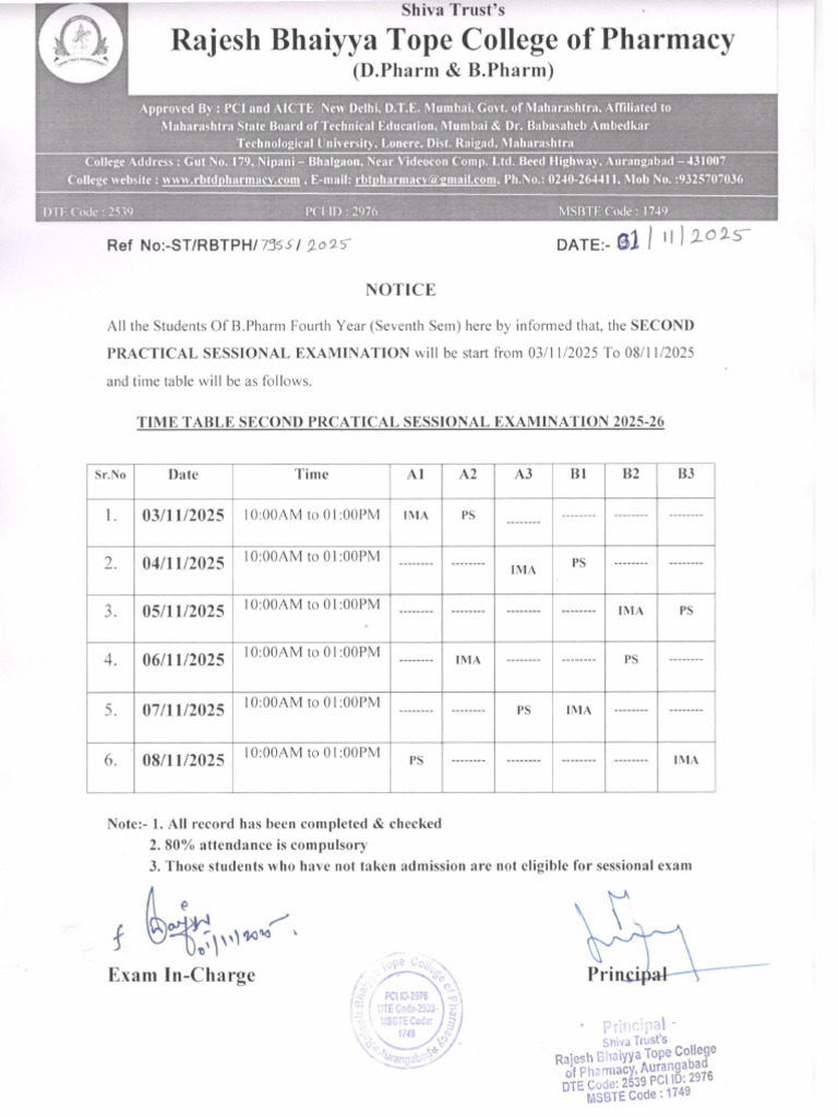 Fourth Year Practical Sessional Exam | PDF